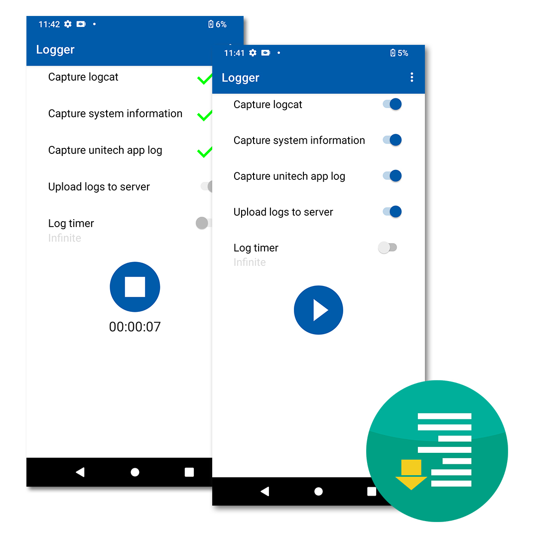 Logger Streamline diagnostic process and ease troubleshooting. │ Unitech